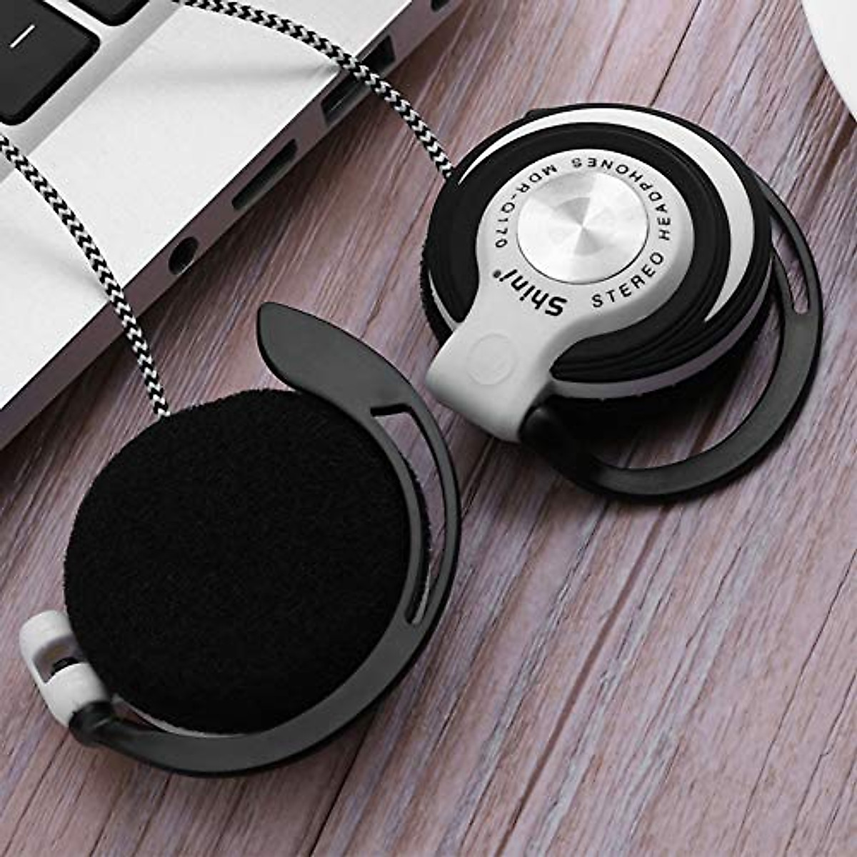WskLinft 3.5MM Earphones, Head-Mounted Ear-Mounted, Wired-Controlled Subwoofer with Microphone, Computer Desktop, Universal Running Sports Ear-Hook Earphone Black