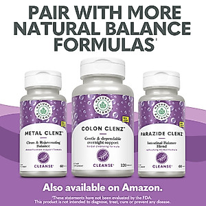Natural Balance Colon Clenz | Herbal Colon Cleanse, Detox Cleanse, and Digestive Health Supplement - Gentle and Dependable Overnight Formula - 60-Day Guarantee (120 Servings, 120 VegCaps)