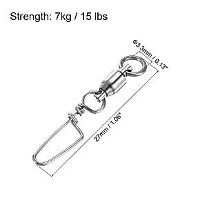 PATIKIL Fishing Snap Swivels, 40 Pack 15lb Stainless Steel Ball Bearing Tackle for Saltwater Freshwater Fishing