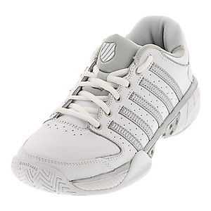 K-Swiss Women's Hypercourt Express Leather Tennis Shoe, White/Silver/Glacier Gray, 8 M