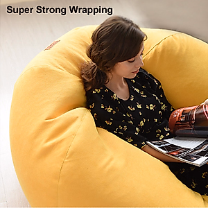 PRELGOSP Bean Bag Chair Cover Without Filling, Soft Lazy Sofa Beanbag Toy Storage Stuffed Animal Seat for Adults, Kids, Teens,Brown,L