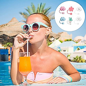 6Pcs Straw Covers Cap For Stanley Cup Straw Tips Cover Stanley Straw Covers for Reusable Straws Silicone Cute Cloud for 6-8mm Splash Proof Straw Tips