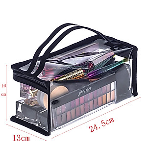 Jula Vance Small Rectangular Clear PVC Makeup Bag Make Up Artist Tool Organizer Pouch Bag Transparent Vinyl Cosmetic Bag Actor Bag with Handle