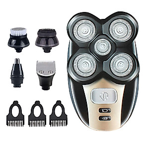 Men's 5 in 1 5D Electric Rotary Razor Rechargeable Waterproof Five-Headed Beard, Hair Razor for a Perfect Bald Look, Cordless and USB Rechargeable