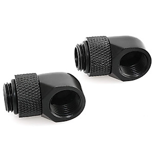 DGZZI G1/4" Male to Female Extender Fitting 2PCS Black 90 Degree Elbow Thread Rotary Connector Adapte for Computer Water Cooling System
