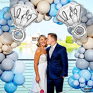 KatchOn Silver I Do Diamond Ring Balloon - 25 Inch, Pack of 2 | Engagement Ring Balloon for Engagement Party | Silver Ring Balloon for Bridal shower | I Do Balloons for I Do BBQ Party Decorations