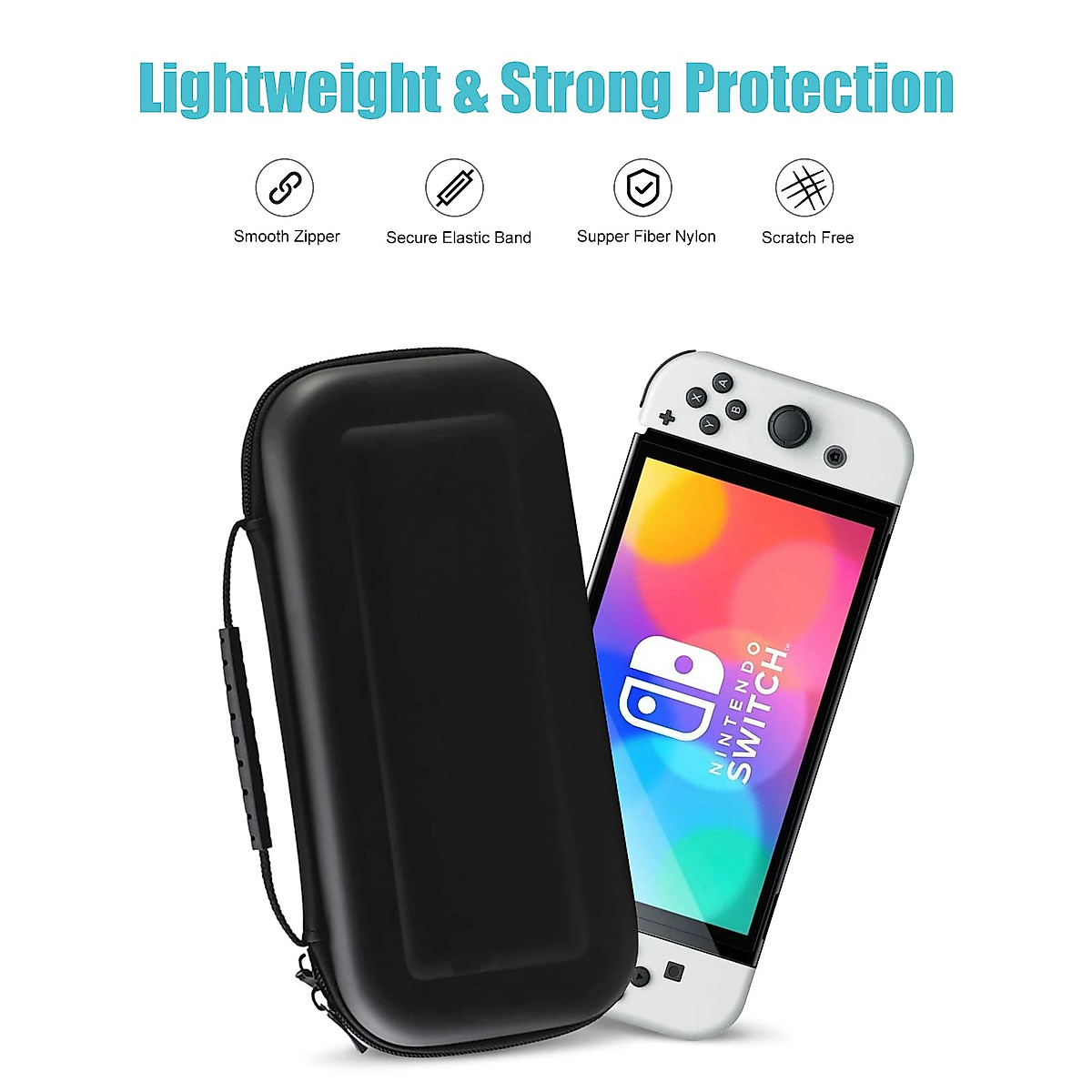 ProCase Carrying Case for Nintendo Switch & Switch OLED with 8 Game Card Slots, Hard Portable Travel Bag Protective Pouch for Nintendo Switch Console and Accessories -Black