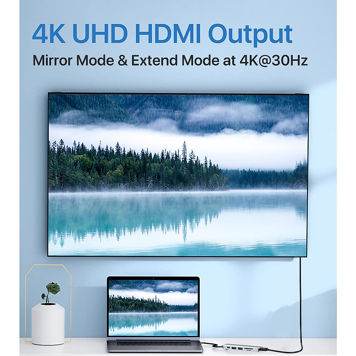 USB C Hub, 6 in 1 HDMI Dongle USB C to Multiport Adapter with 4K HDMI, Power Delivery, 2 USB 3.0 Ports, SD/TF Card Reader Compatible with MacBook Pro/Air, XPS, Chromebook, Nintendo, etc