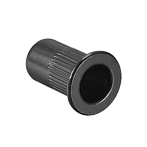 uxcell M5 Rivet Nuts Carbon Steel Zinc-Plated Knurled Flat Head Threaded Insert Nut Black 50Pcs