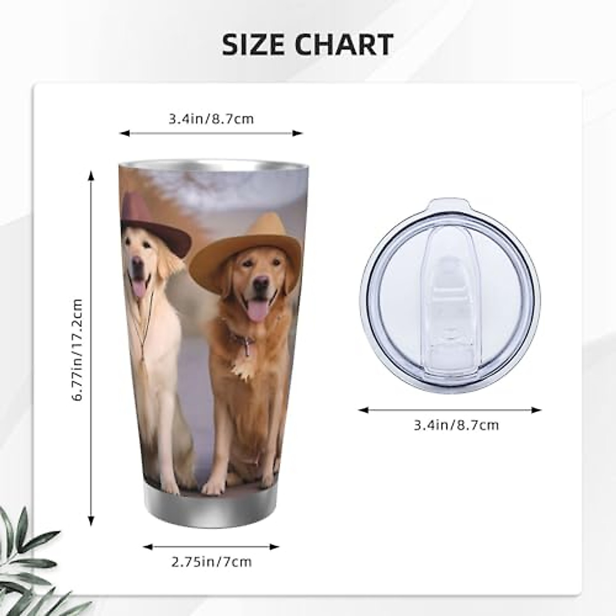 Golden Retriever Dogs Puppies 20oz Stainless Steel Tumbler With Lid And Straw, Double Wall Vacuum Insulated Coffee Mug Travel Cups Leak-Proof Lid For Hot And Cold Drinks, Metal Straws And Brush