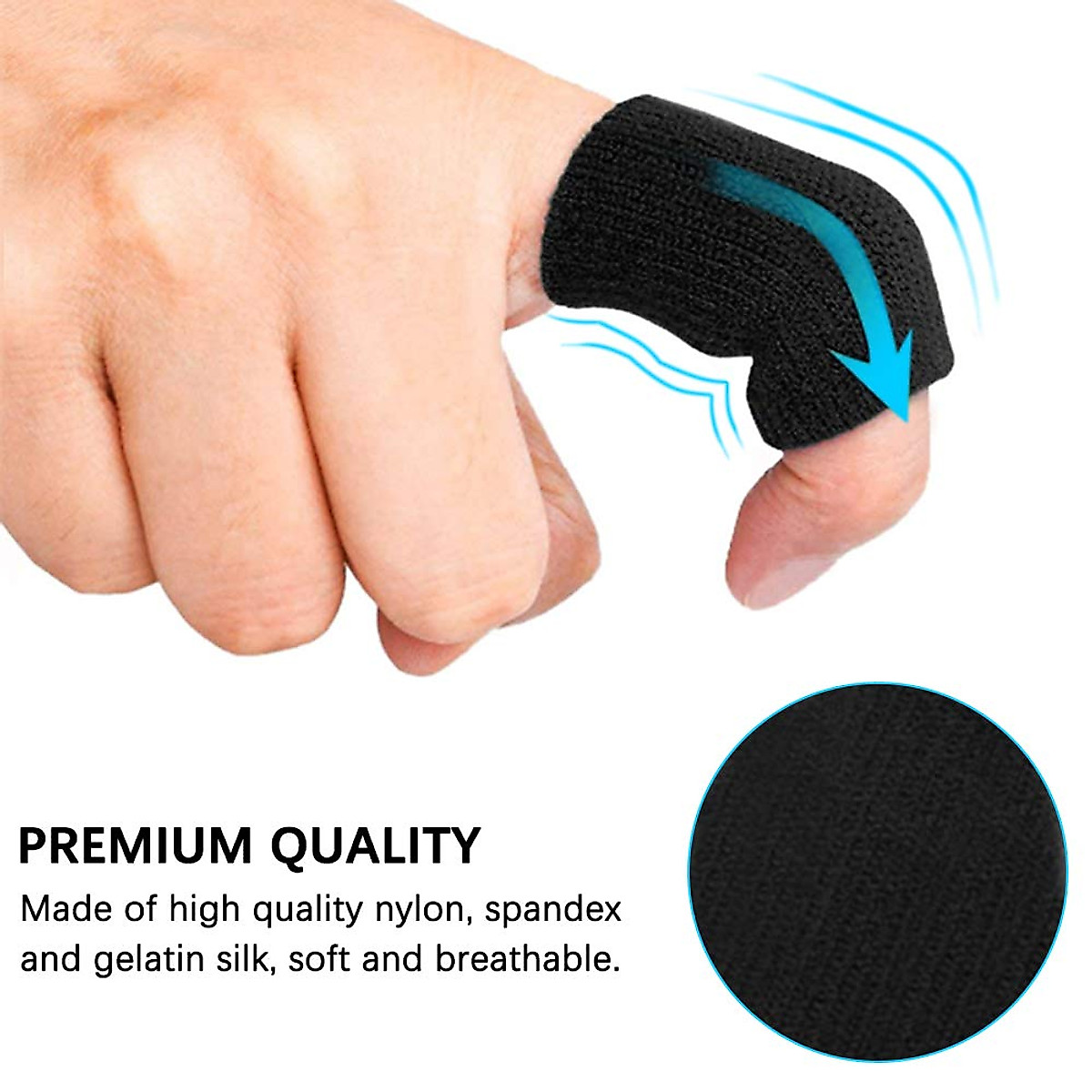 FULANDL 40PCS Finger Sleeves, Thumb Splint Brace Support Elastic Compression Protector for Sports, Perfect for Relieving Pain Calluses Arthritis Knuckle (black)