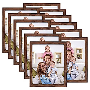 Giftgarden 8x10 Picture Frame Brown Set of 12, Multi Rustic Walnut Wood-Color 8 by 10 Photo Frames Bulk for Wall or Tabletop Display