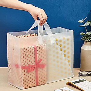 Stockroom Plus Frosted White Plastic Bags with Handles, Boutique Shopping Bags (16x12 In, 60 Pack)