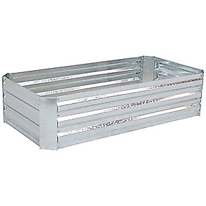 Sunnydaze Corrugated Galvanized Steel Raised Garden Bed - 48-Inch x 11.75-Inch Rectangle Planter for Plants, Vegetables, and Flowers - Silver