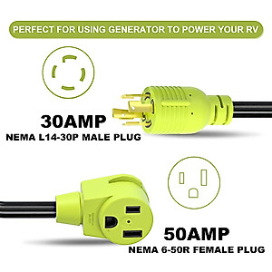 AOWEITOUR Generator Welder Adapter,NEMA L14-30P Male Plug to 6-50R Female Socket,4 Prong Generator to Welder Adapter Plug Power Cord,STW 10 AWG(1.5FT)