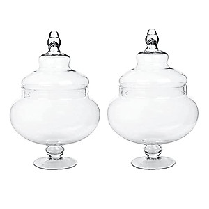 Livejun Glass Apothecary Jars Clear candy Buffet Display Small Elegant Storage Jars Decorative cookies Storage Clear Glass Canisters for Kitchen Wedding Party Set of 2