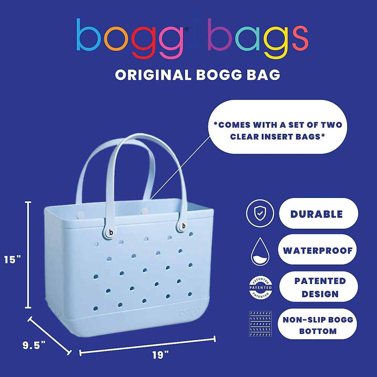 BOGG BAG Original Extra Large Tote Bag for Beach, Pool, Boat. Lightweight Waterproof Washable Durable All Purpose Tote Bag