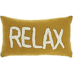 Mina Victory Life Styles Throw Pillow, 12"X21", Mustard