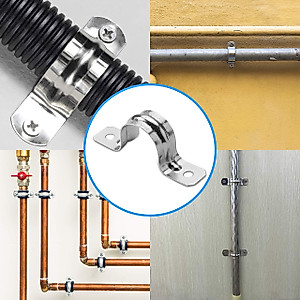 OhLectric 2 Hole 3/4 Inch Pipe Strap - Reinforced Rib for Extra Strength - Zinc-Plated Steel Pipe Strap Clamp for EMT Conduit - Snap-On Installation - Pack of 50; OL-72853