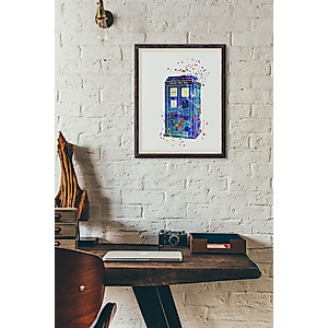 Tardis time machine Prints, Doctor Who Watercolor, Nursery Wall Poster, Holiday Gift, Kids and Children Artworks, Digital Illustration Art