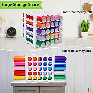 Krafetto Vinyl Roll Storage Organizer Rack, 25 Holes | Diameter 2", Stackable Vinyl Roll Holder, Desktop Art Supply Storage Organizer for Craft Room