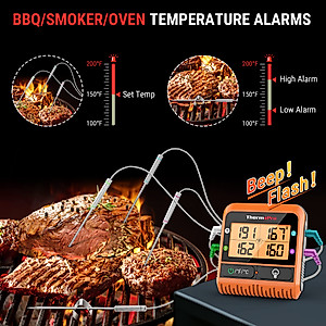 ThermoPro TP829 Wireless Meat Thermometer for Grilling and Smoking with ThermoPro TP610 Programmable Dual Probe Meat Thermometer with Alarm