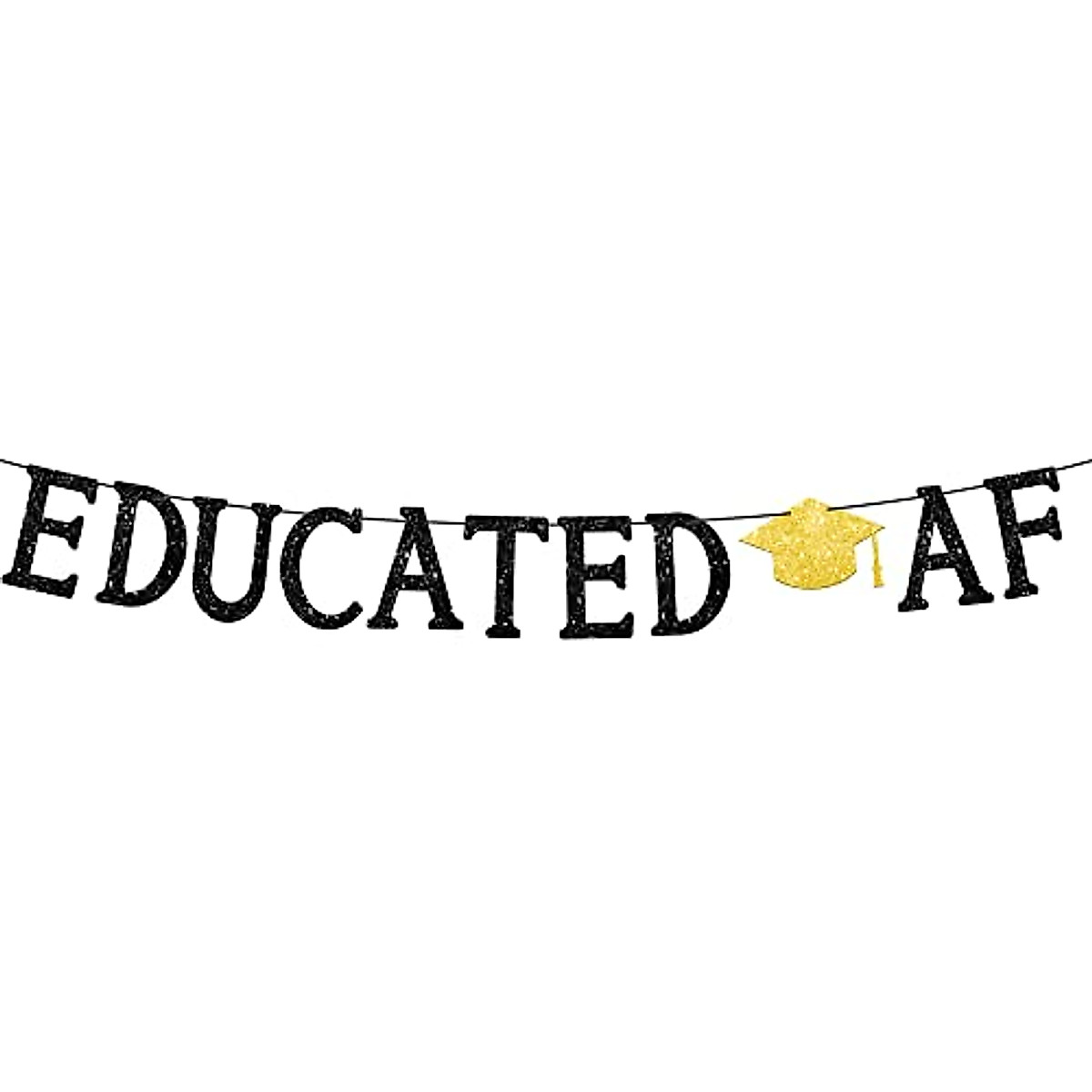 XtraLarge, Congrats Grad Banner - 72x44 Inch | Glitter Gold Educated AF Banner - 10 Feet No DIY | Graduation Banner for Graduation Party Decorations 2022 | Class of 2022 Educated AF Decorations