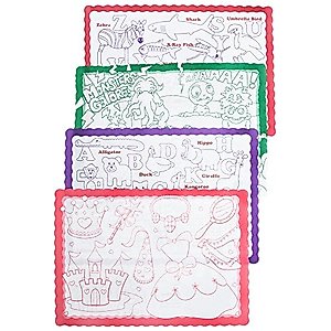 50 Kids Color Me Design Placemat, Activity, Paper, Disposable, Party time, restaurant, Home Dining
