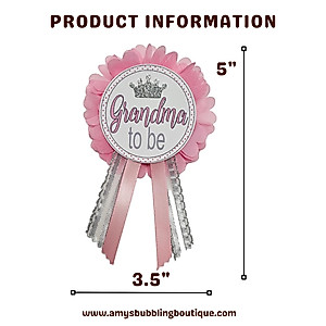 Grandma to Be Pin Royal Princess Pink Baby Shower It's a Girl Fairy Tale for Nona to wear, Pink & Silver, Baby Sprinkle