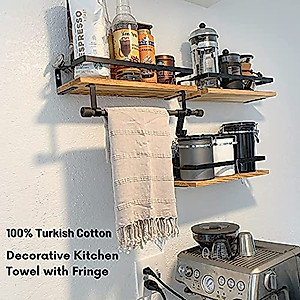 MyAprils Turkish Towels for Bathroom - Decorative Hand Towel, 100% Cotton Stone Washed, Turkish Kitchen Towels with Fringe, Farmhouse Bathroom Decor Hand Face Towel 20 x 39 - Stone Beige