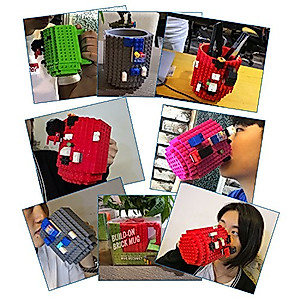 Fubarbar Brick Coffee Mug – Cool Novelty Cup with Lid, Straw & Building Blocks, Funny Xmas/Birthday Gift for Men, Women, Kids(Blue)