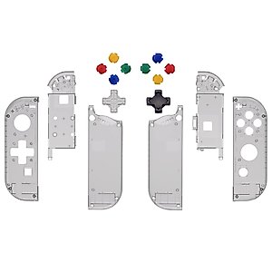eXtremeRate Back Plate for Nintendo Switch Console, NS Joycon Housing Shell (D-Pad Version) with Colorful Buttons, DIY Replacement Shell for Nintendo Switch - Clear Black