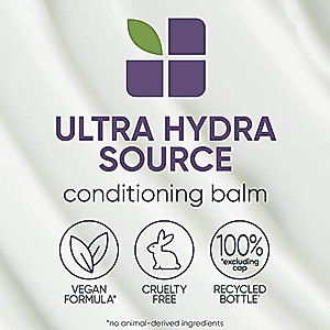 BIOLAGE Ultra Hydra Source Conditioning Balm | Deep Hydrating Conditioner | Renews Hair's Moisture | For Very Dry Hair | Silicone-Free | Vegan | 33.8 Fl. Oz.