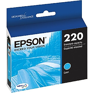 EPSON T220 DURABrite Ultra -Ink Standard Capacity Cyan -Cartridge (T220220-S) for select Epson Expression and WorkForce Printers, 1 Count (Pack of 1)