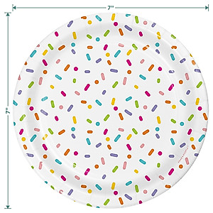 HOME & HOOPLA Confetti Sprinkles Baby Shower Party Round Paper Dessert Plates and Pink Beverage Napkins (16 Plates & Napkins)