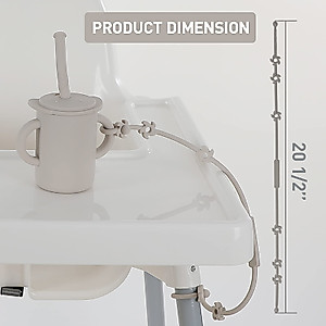 Toy Safety Straps, Silicone Pacifier Clips Sippy Cup Strap Stretchable Adjustable for Strollers, High Chair, Cribs, Hanging Baskets, BPA Free, 2 Pack (Muted+Apricot)