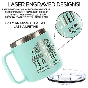 Teacher Appreciation Gifts for Women - Coffee Tumbler Mug for Teachers - Unique Gift Cup for Teaching, Birthday, Thank You, Best Friend, Coworker, Colleague, Her, Must Haves, Travel - 14oz (Mint)