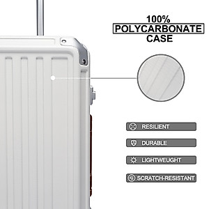 CLUCI Carry On Luggage 100% PC No Zipper Suitcase Aluminum Frame Hard Case Suitcase Luggage With TSA Lock,20" Carry-On