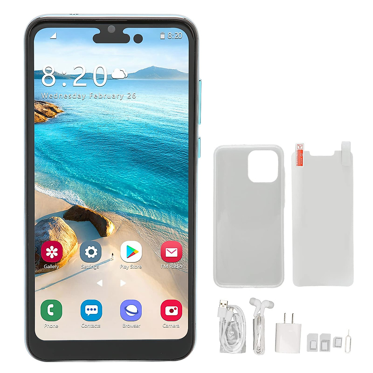 Yoidesu 4G Unlocked Smartphones,I14pro 6.1in Dual SIM Mobile Phones,3GB RAM 64GB ROM,8MP 16MP Dual Camera,4000mAh Battery Cheap Phones with 128G Expansion(Blue)