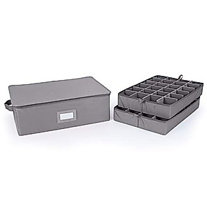 Covermates Keepsakes - Adjustable Zip-Top Storage Box - Configurable FlexGrid Compartments - Heavy Duty Polyester- Reinforced Handles - Stackable Design - Indoor Storage-Graphite