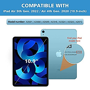 MoKo Case Fit iPad Air 5th/4th Generation 10.9 2022/2020, [Support Touch ID] [Built-in Screen Protector] Full-Body Shockproof Case Smart Shell Stand Cover with Auto Sleep/Wake & Pencil Holder,Sky Blue