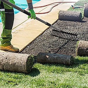 Walensee 5.4FT Bow Rake Heavy Duty Garden Rake with Stainless Steel Handle, 17 Steel Tines Metal Head Rake Tool for Loosening Soil Gathering Leaf Leveling Lawn Farming Land Management Yarn Thatch Rake