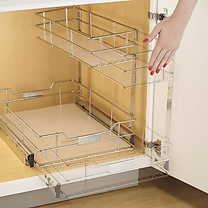 Cuisinart 14" 2-Tier Sliding Cabinet Organizer, Chrome Finish