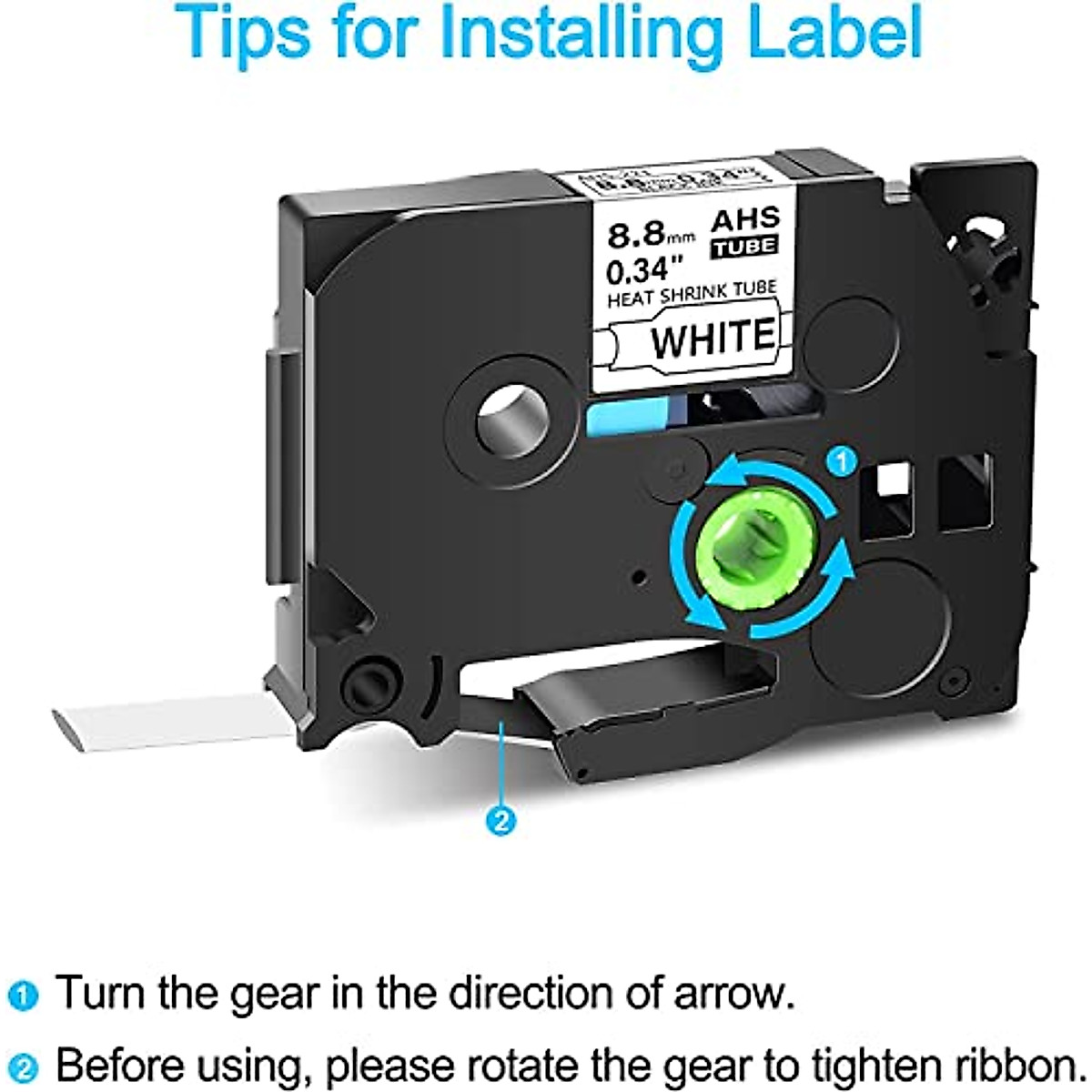 Cruxer 10 Pack Label Tape Compatible for Brother HSe-221 HSe221 HS-221 HS221 Heat Shrink Tube, Black on White for PT-E300 PT-E500 PT-P710BT P700 PT-P750WVP P900 Label Printer (0.34'' 8.8mm)