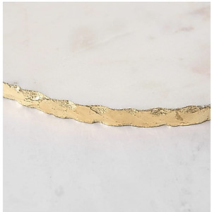 GMRS Home White Marble Board for Meats Breads Charcuterie Round Cutting Serving Board with Gold Foiling - 12 Inch