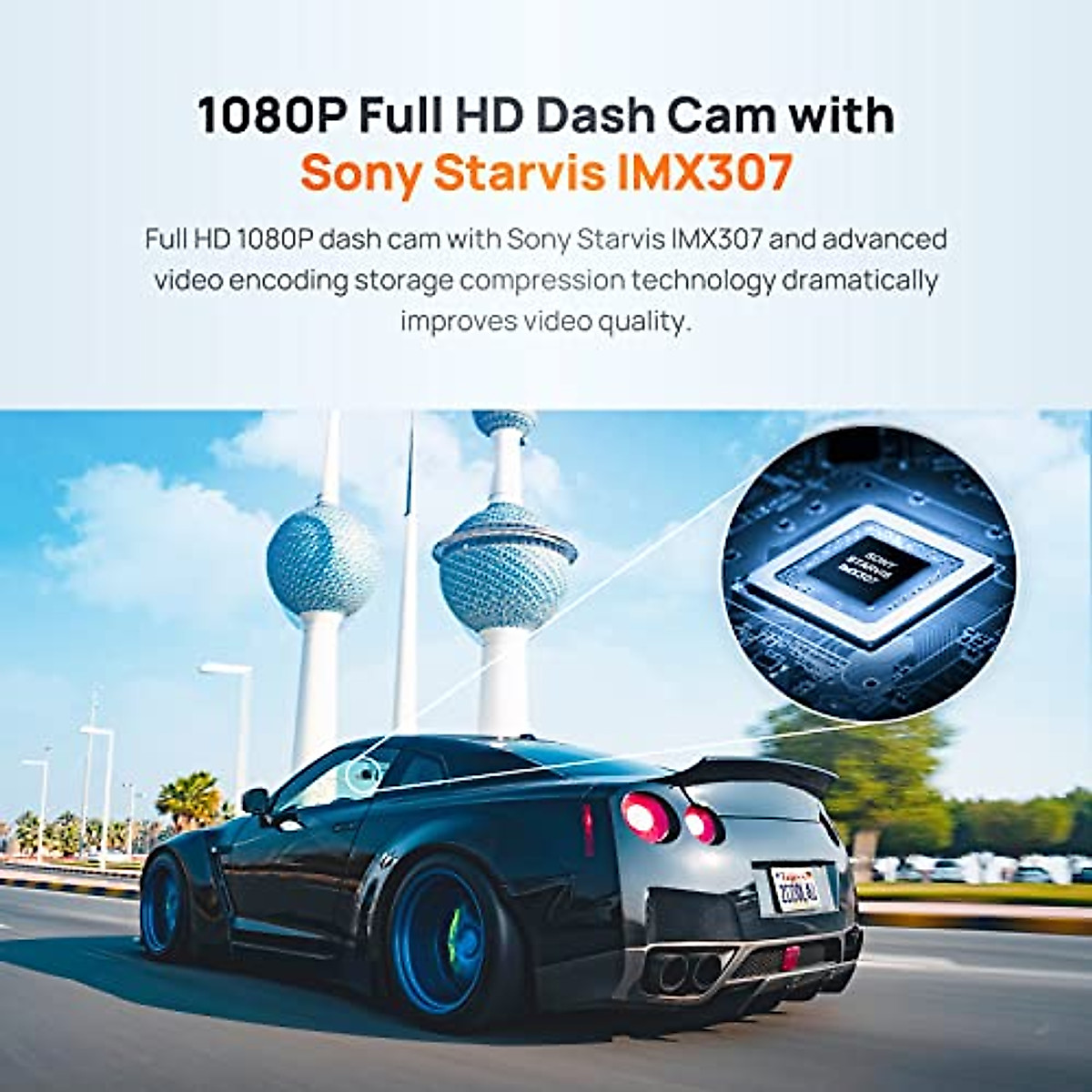 70mai Dash Cam Lite, 1080P Full HD, Smart Dash Camera for Cars, Sony IMX307, Built-in G-Sensor, 130° Wide Angle FOV, WDR, Night Vision, Loop Recording