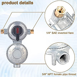 2-Stage Auto-Changeover LP Propane Dual Tank Pressure Regulators, 18 Inch Pigtail Hoses Stainless Steel Braided with Gauge (2 Pcs) 1/4" Inverted Male Flare / QCC1 Fitting for RVs,Trailers, Camper