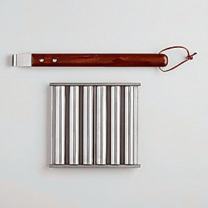 i Kito Charcoal Stainless Steel Hot Dog Sausage Roller Rack Steamer with Extra Long Wood Handle New BBQ Tools 5 Section Brat Griller