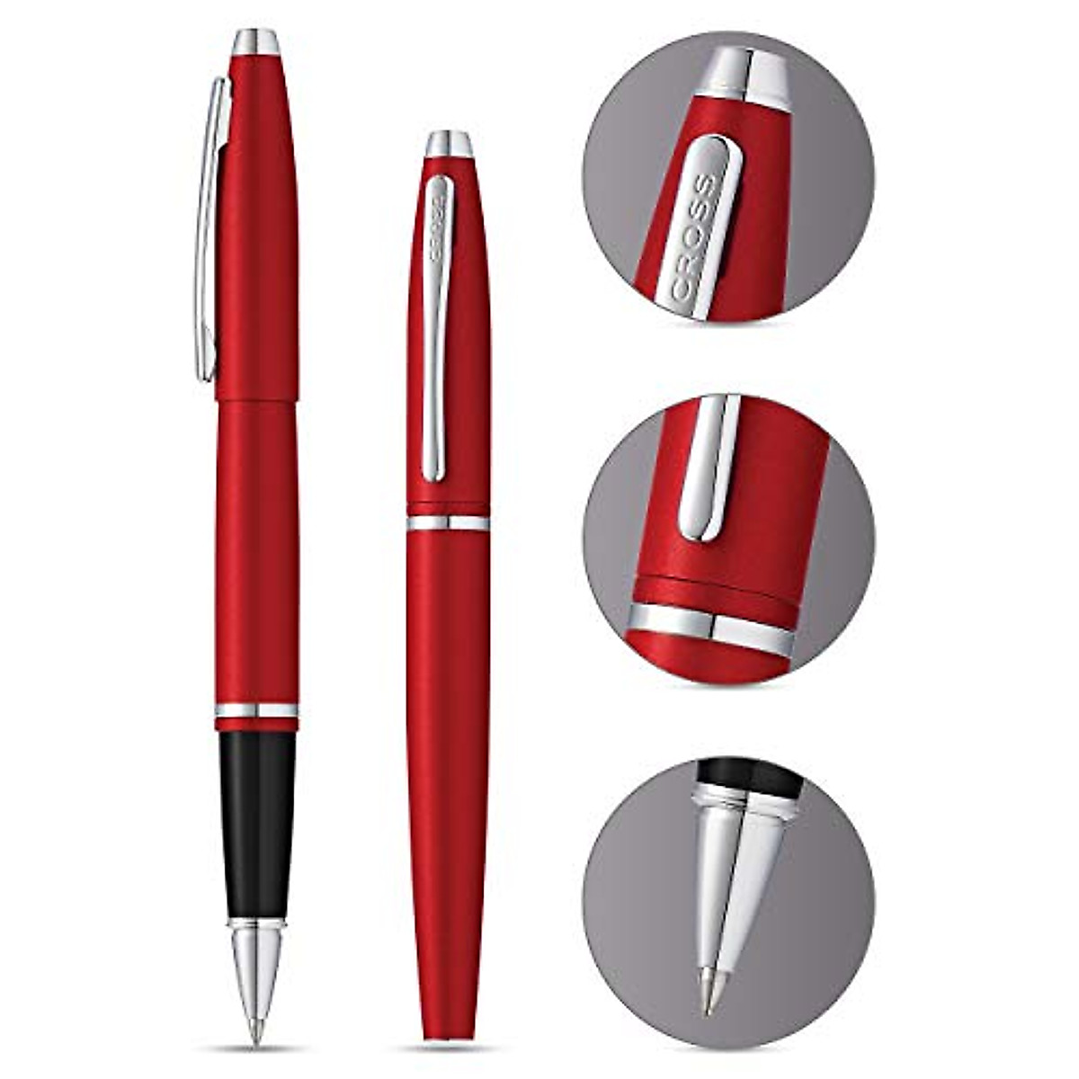 Cross Calais Refillable Gel Ink Rollerball Pen, Medium Rollerball, Includes Premium Gift Box - Matte Metallic Crimson