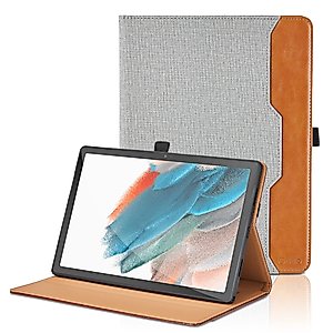 Case for Samsung Galaxy Tab A8 10.5 inch 2022 (SM-X200/X205/X207), Premium PU Leather Tablet Case with Hand Strap Large Pocket Auto Wake/Sleep Smart Cover, Gray